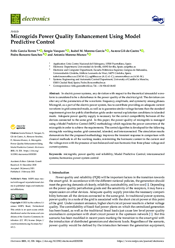 (PDF) Microgrids Power Quality Enhancement Using Model Predictive Control