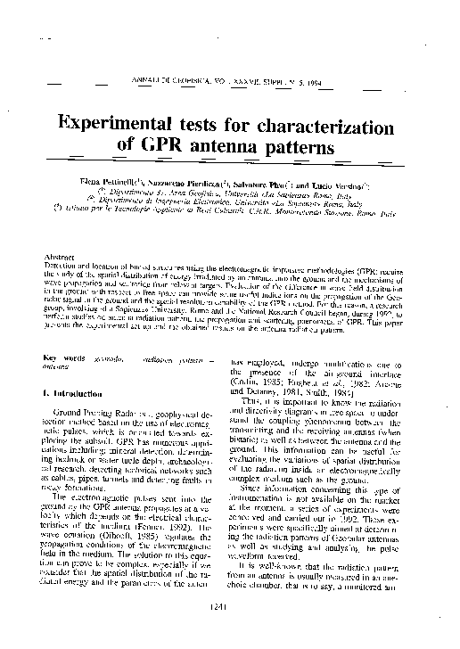 (PDF) Experimental tests for characterization of GPR antenna patterns ...
