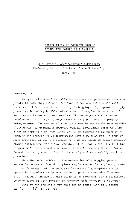 (PDF) Construction of complete sample system for correctness testing ...