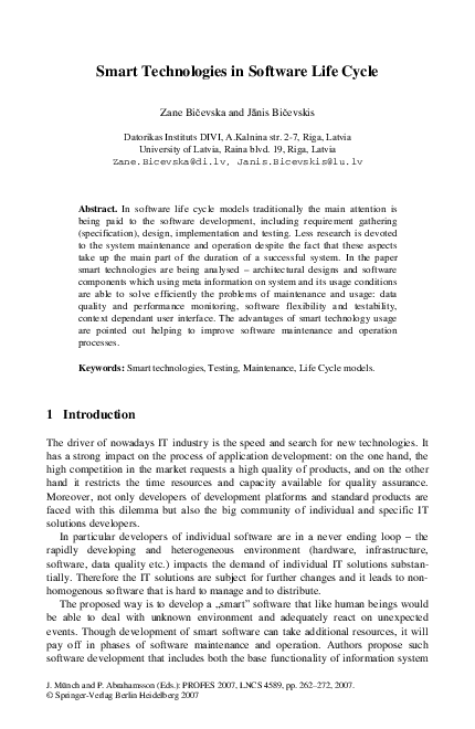 (PDF) Smart Technologies in Software Life Cycle