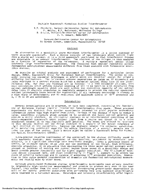 (PDF) Multiple Spacecraft Michelson Stellar Interferometer