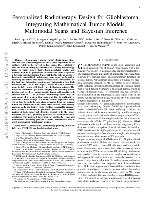 (PDF) Personalized Radiotherapy Design for Glioblastoma Using ...