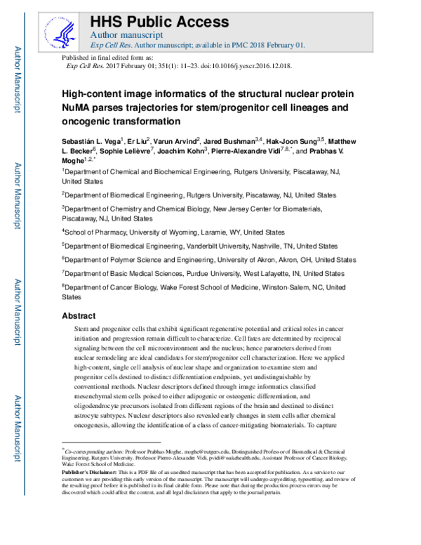 (PDF) High-content image informatics of the structural nuclear protein ...