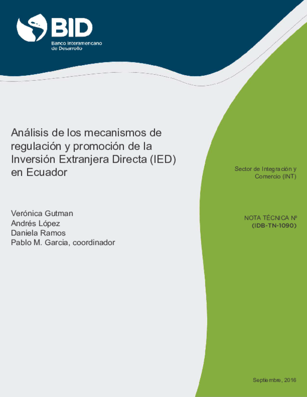(PDF) Análisis de los mecanismos de regulación y promoción de la Inversión Extranjera Directa ...