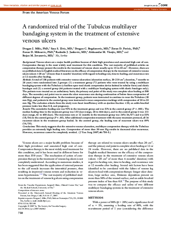 (PDF) A randomized trial of the Tubulcus multilayer bandaging system in ...