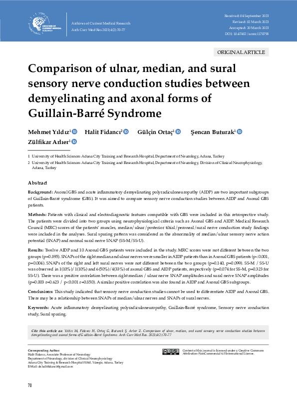 (PDF) Comparison of ulnar, median, and sural sensory nerve conduction ...