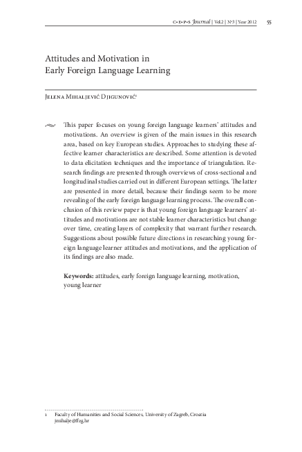 (PDF) Attitudes and Motivation in Early Foreign Language Learning
