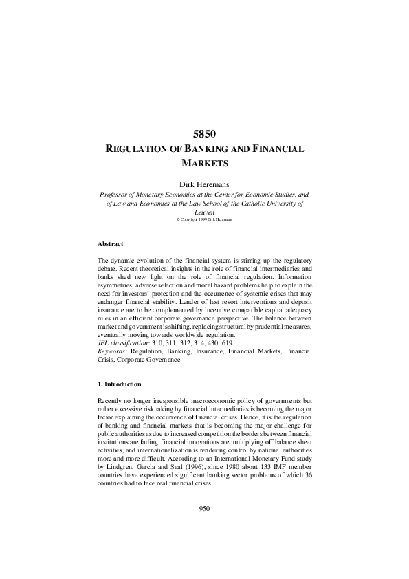(PDF) Regulation of Banking and Financial Markets