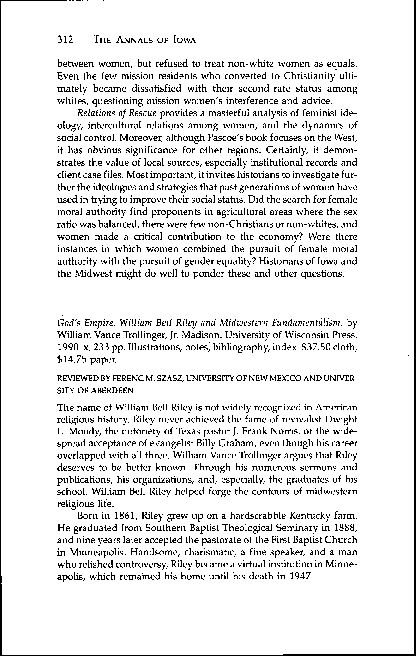 (PDF) God's empire: William Bell Riley and midwestern fundamentalism