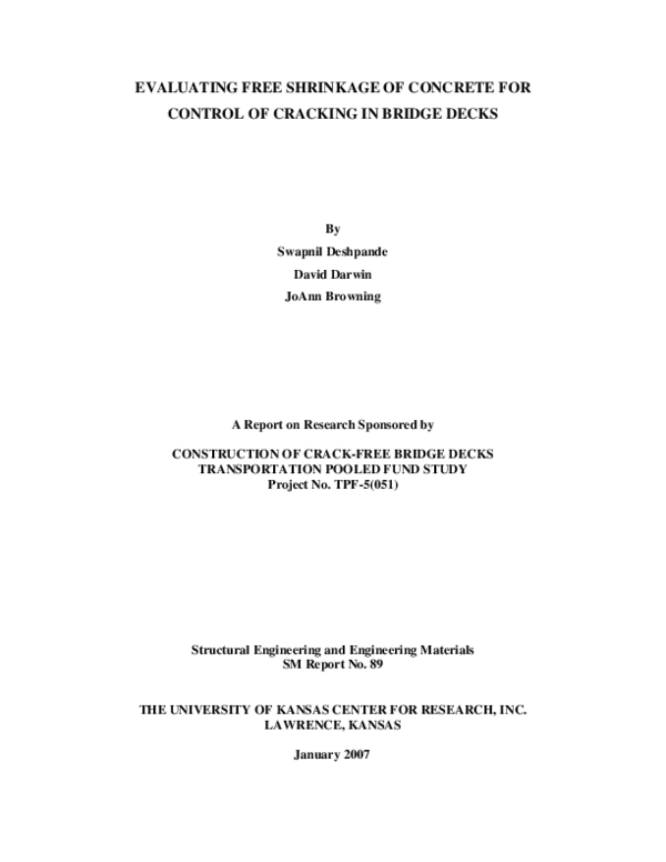 (PDF) Evaluating free shrinkage of concrete for control of cracking in bridge decks