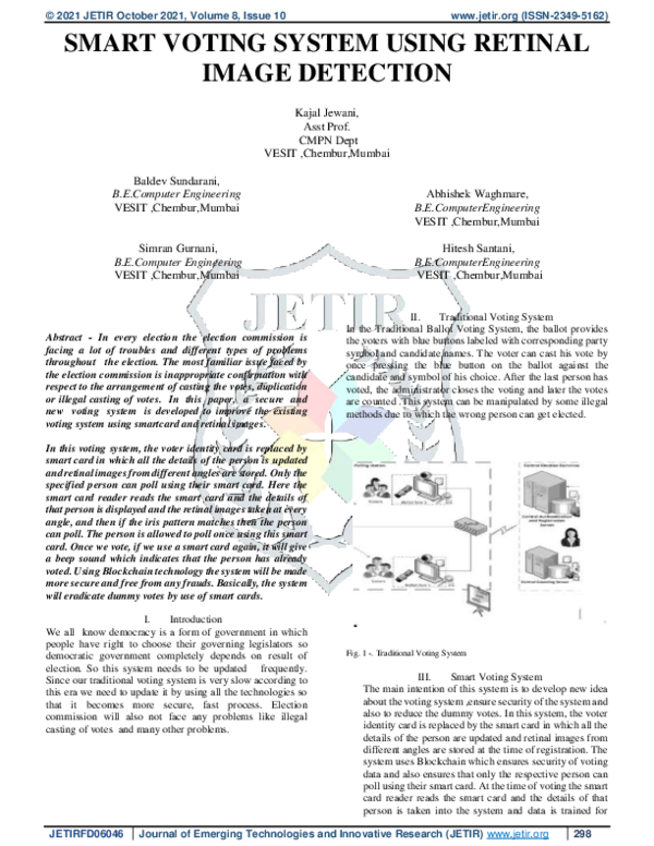 (PDF) Smart Voting System Using Retinal Image Detection