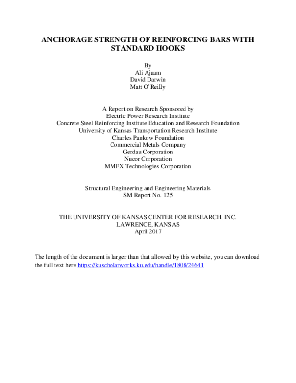 (PDF) Anchorage Strength of Reinforcing Bars with Hooks