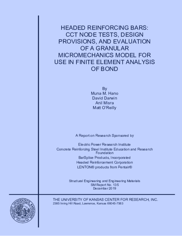 (PDF) Headed Reinforcing Bars: CCT Node Tests, Design Provisions, and ...