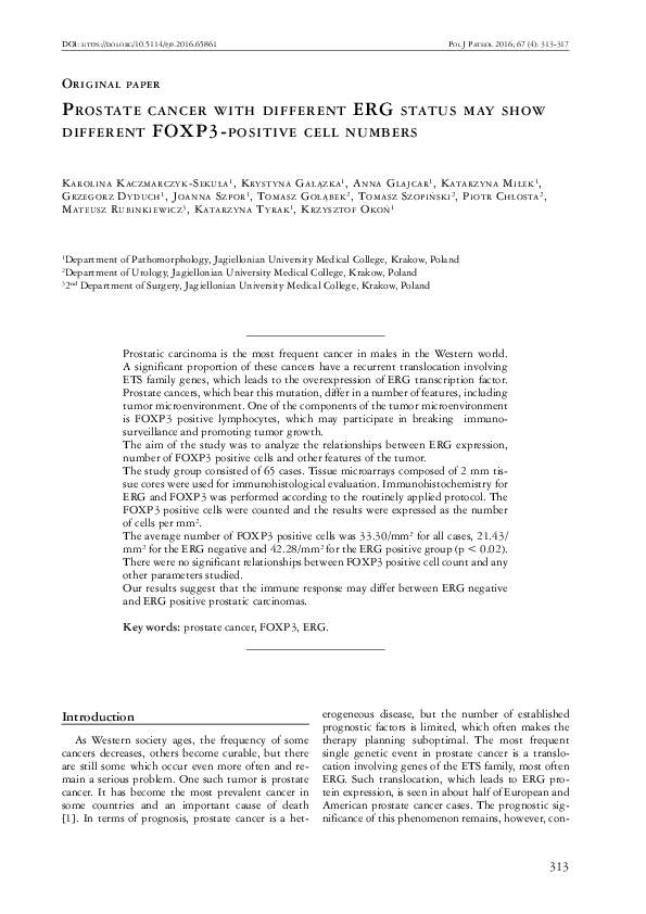 (PDF) Prostate cancer with different ERG status may show different ...