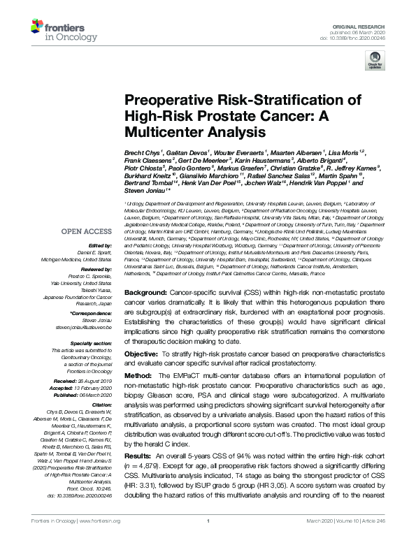 (PDF) Preoperative Risk-Stratification of High-Risk Prostate Cancer: A ...