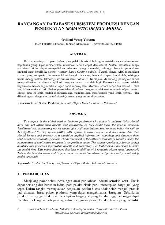 (PDF) Rancangan Database Subsistem Produksi Dengan Pendekatan Semantic Object Model