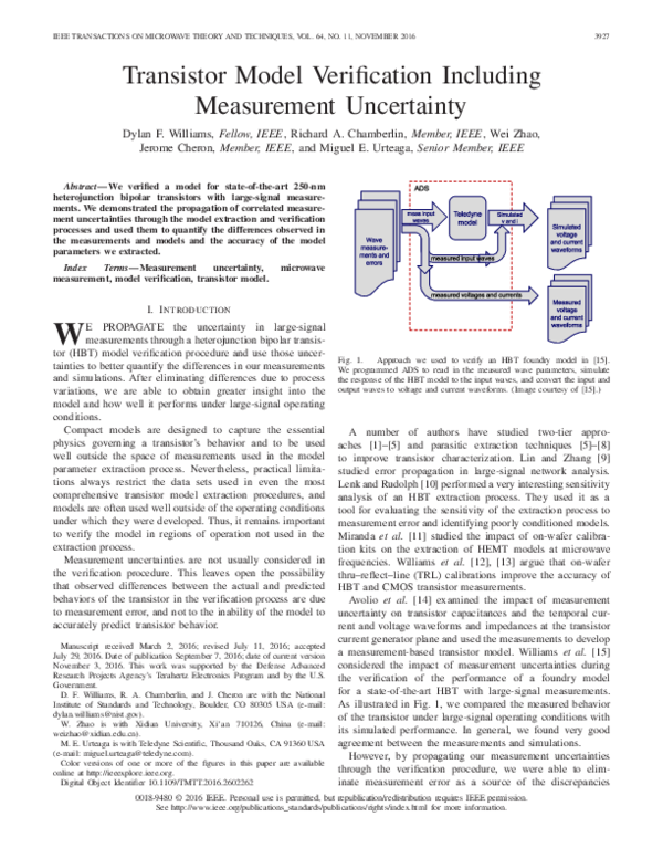 (PDF) Transistor Model Verification Including Measurement Uncertainty