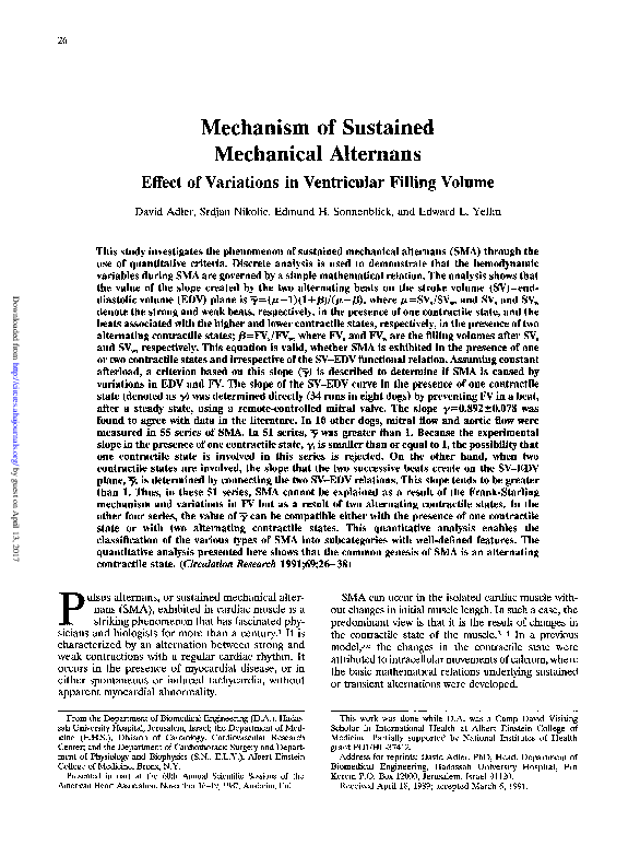 (PDF) Mechanism of sustained mechanical alternans. Effect of variations ...