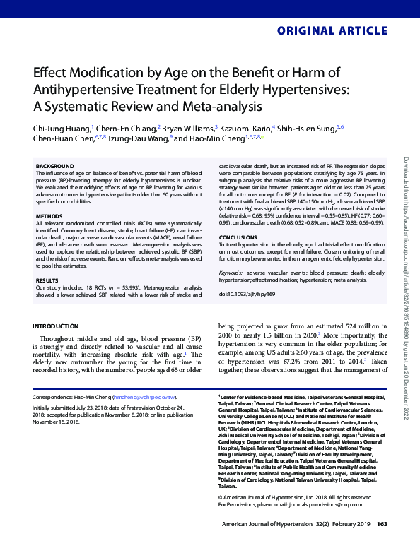 (PDF) Effect Modification by Age on the Benefit or Harm of Antihypertensive Treatment for ...