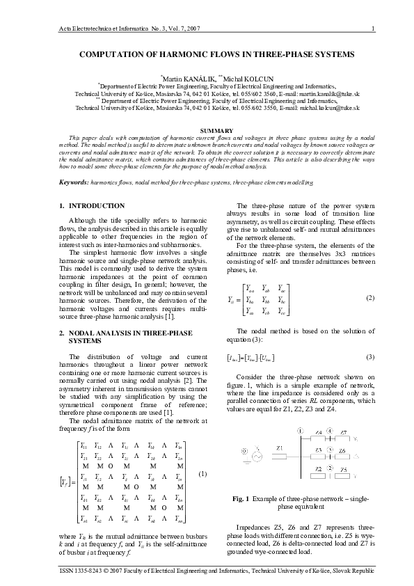 (PDF) Computation of Harmonic Flows in Three-Phase Systems