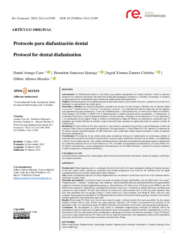(PDF) Protocolo para diafanización dental | Ingrid Zamora - Academia.edu