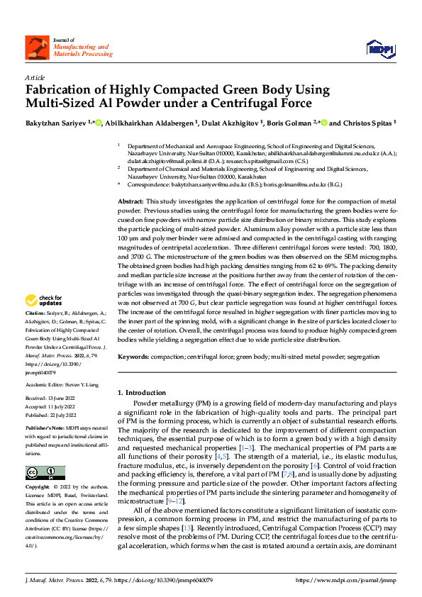 (PDF) Fabrication of Highly Compacted Green Body Using Multi-Sized Al ...