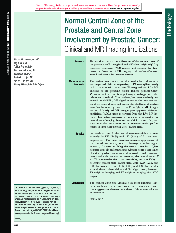 (PDF) Normal Central Zone of the Prostate and Central Zone Involvement ...