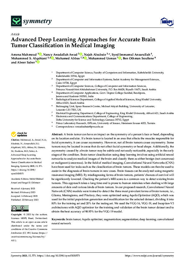 (PDF) Advanced Deep Learning Approaches for Accurate Brain Tumor Classification in Medical Imaging