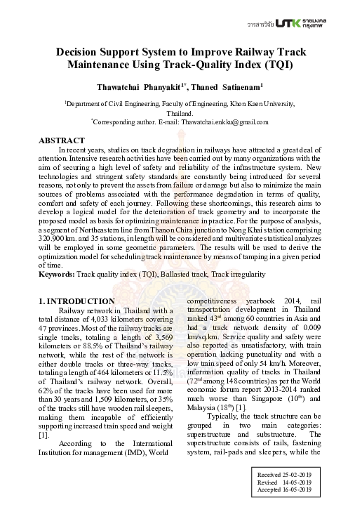 (PDF) Decision Support System to Improve Railway Track Maintenance ...