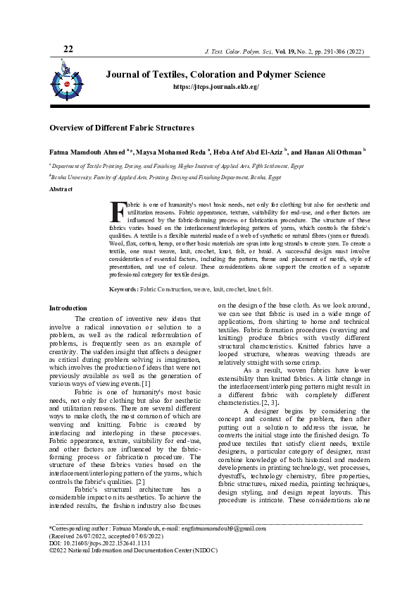 (PDF) Overview of different fabric structures