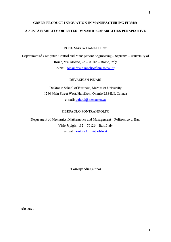 (PDF) Green Product Innovation in Manufacturing Firms: A Sustainability ...