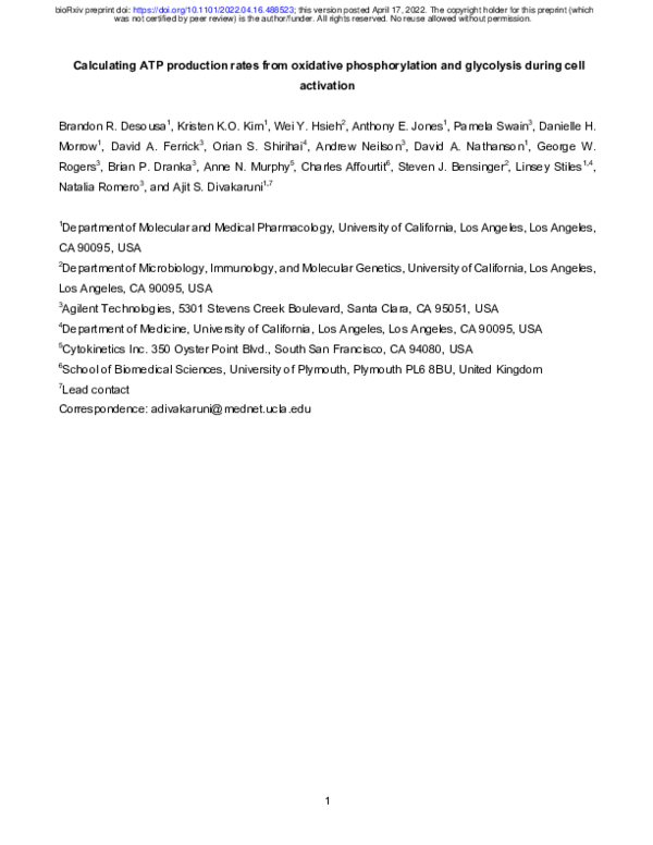 (PDF) Calculation of ATP production rates using the Seahorse XF ...
