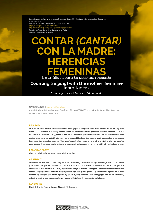 (PDF) CONTAR (CANTAR) CON LA MADRE: HERENCIAS FEMENINAS