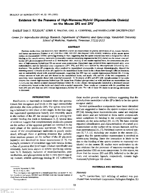 (PDF) Evidence for the Presence of High-Mannose/Hybrid Oligosaccharide ...