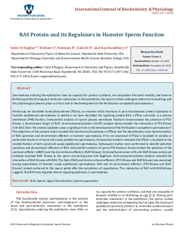 (PDF) RAS Protein Role in Hamster Sperm Motility