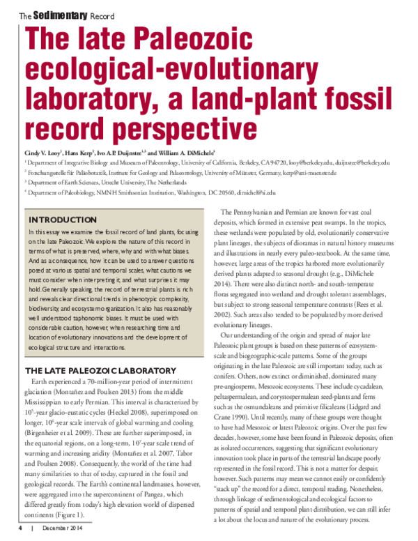 (PDF) The late Paleozoic ecological–evolutionary laboratory, and land ...