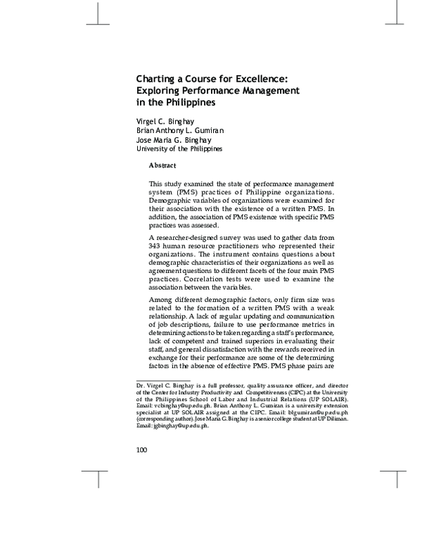 (PDF) Charting a Course for Excellence: Exploring Performance ...