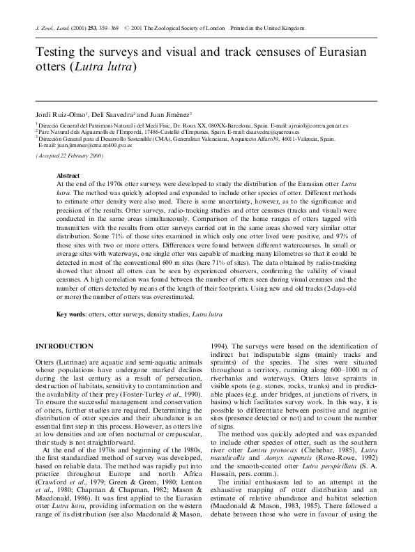 (PDF) Testing the surveys and visual and track censuses of Eurasian ...