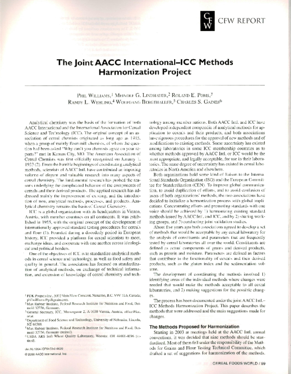 (PDF) The Joint AACC International-ICC Methods Harmonization Project