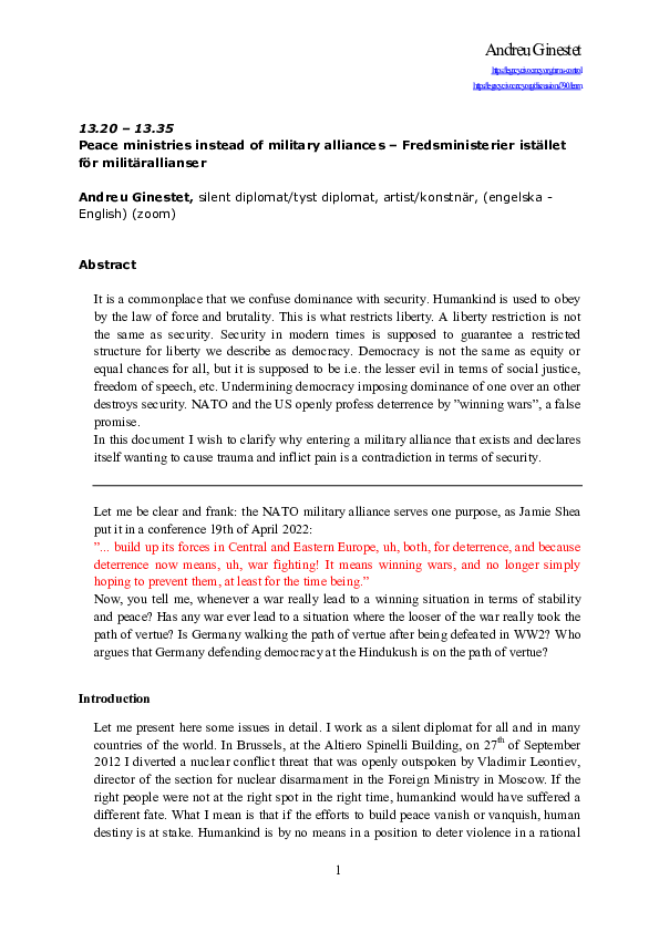 (PDF) 220514 - PEACE MINISTRIES INSTEAD OF MILITARY ALLIANCES - a ...