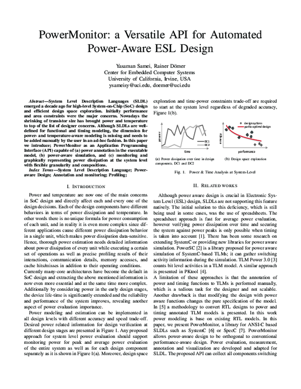 (PDF) Powermonitor: a versatile API for automated power-aware ESL design