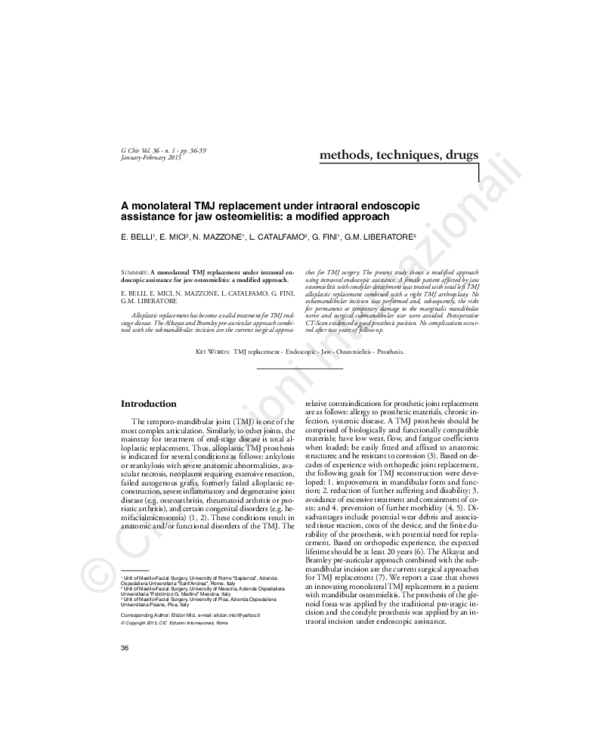 A monolateral TMJ replacement under intraoral endoscopic assistance for ...