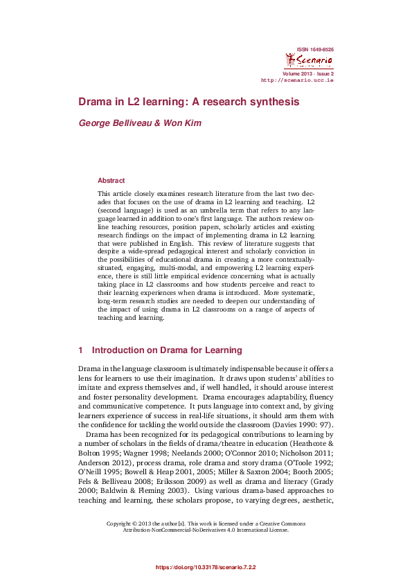 (PDF) Drama in L2 learning: A research synthesis