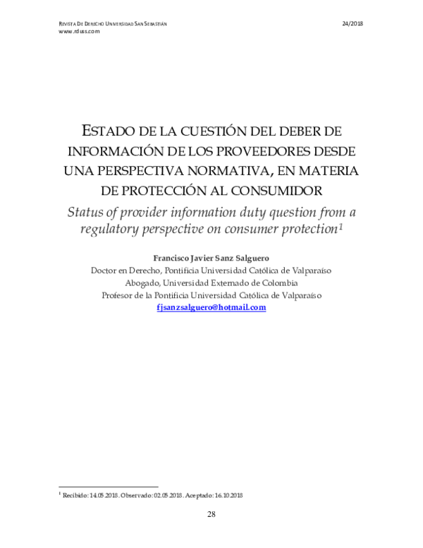 (PDF) Estado De La Cuestión Del Deber De Información De Los Proveedores ...