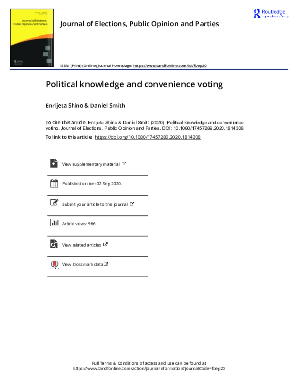 (PDF) Political knowledge and convenience voting