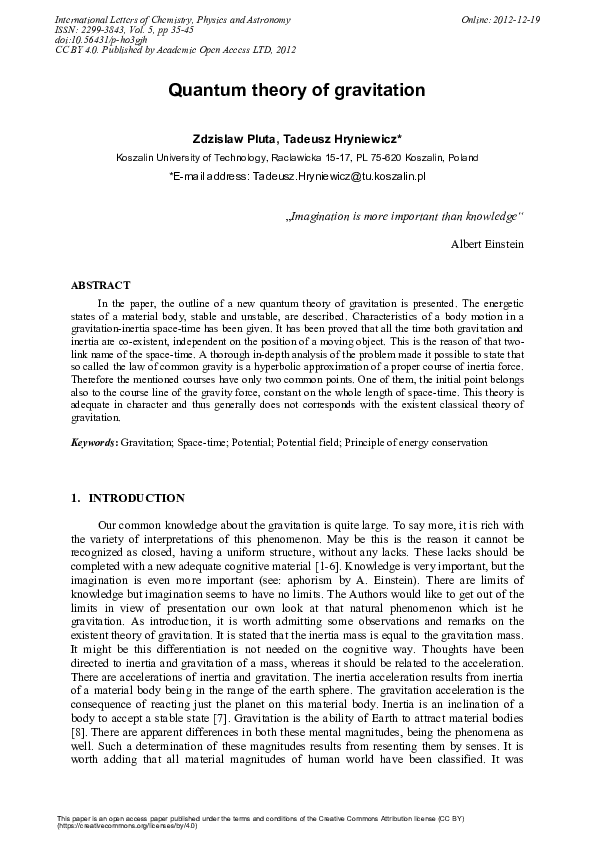 (PDF) Quantum Theory of Gravitation