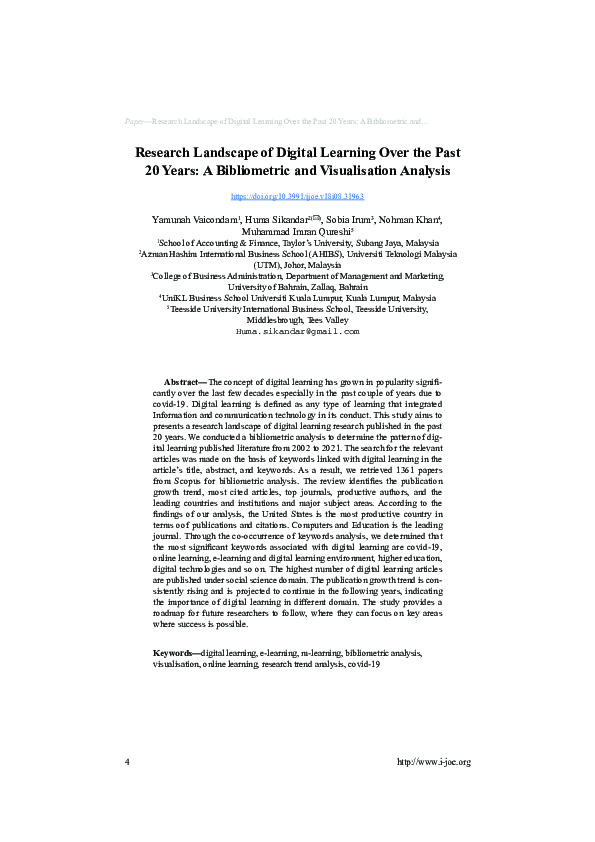 (PDF) Research Landscape of Digital Learning Over the Past 20 Years: A ...