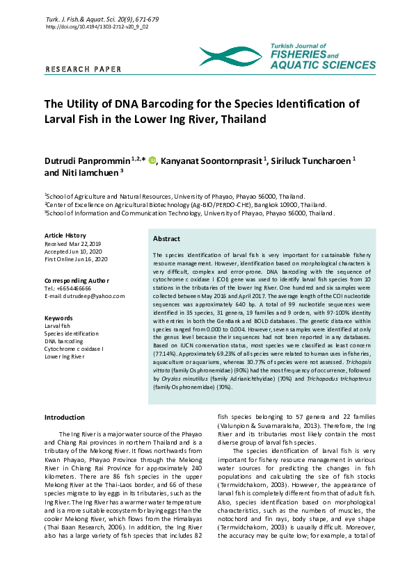 (PDF) The Utility of DNA Barcoding for the Species Identification of ...