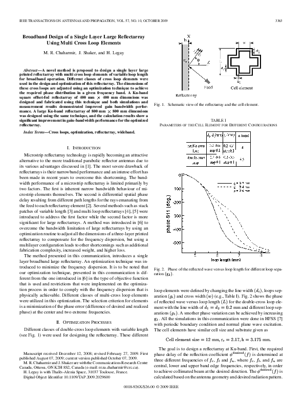 Pdf Broadband Design Of A Single Layer Large Reflectarray Using Multi