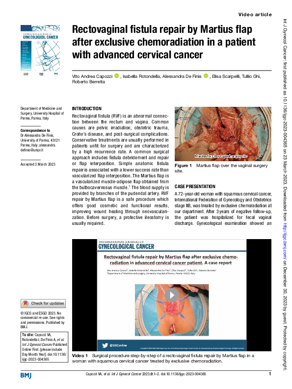 (PDF) Rectovaginal fistula repair by Martius flap after exclusive ...